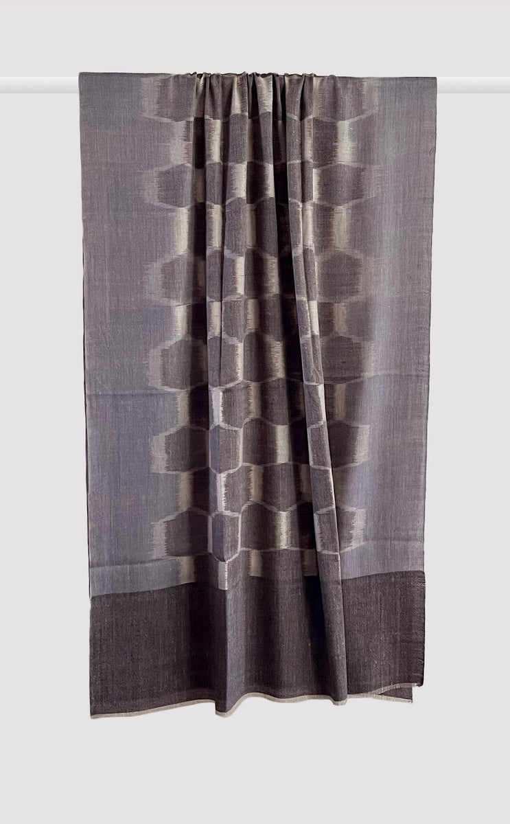 Pashmina Steel Ikat Shawl | Handwoven in Kashmir | 100% Pashmina – The ...