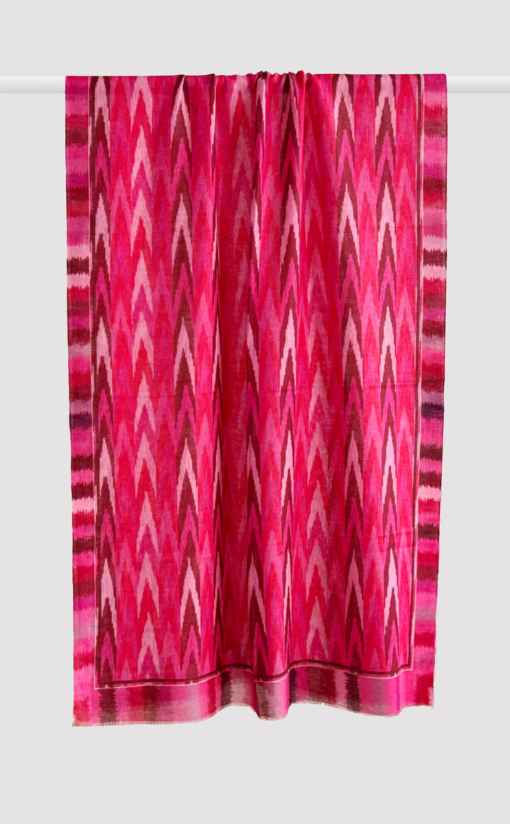 Raspberry Ripple Ikat Stole | Wool Silk Shawl | Shawls & Stoles | The ...