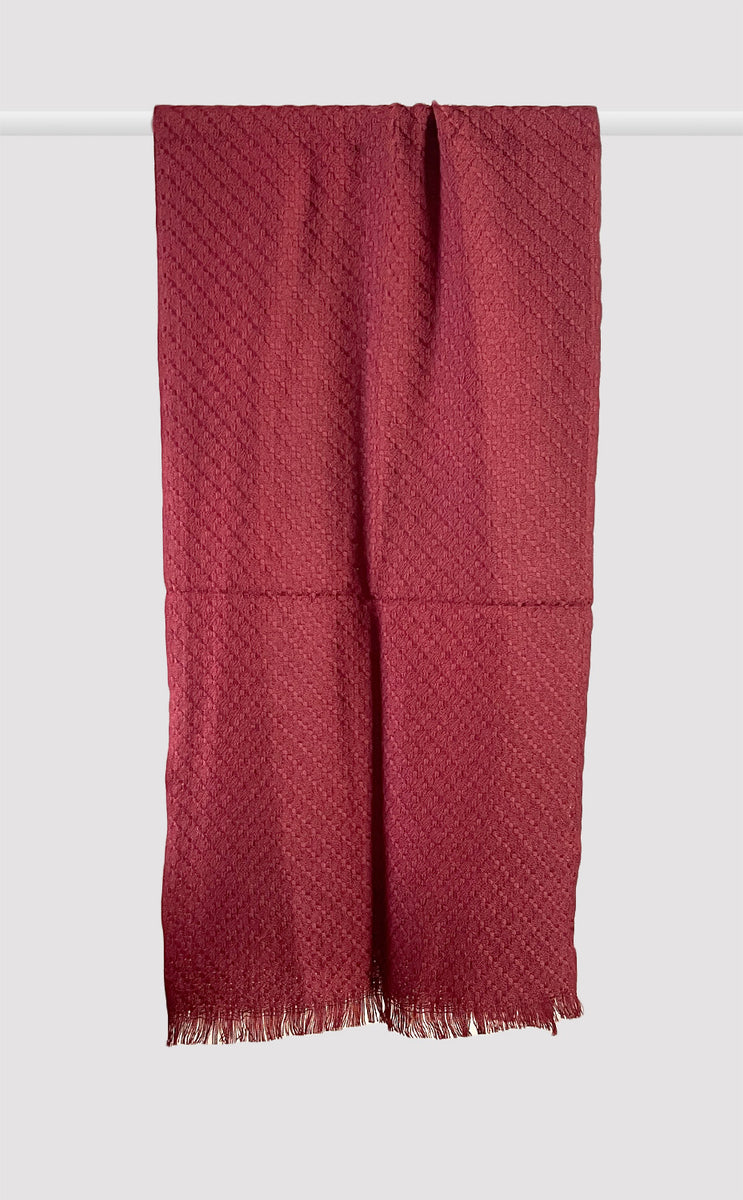Maroon Woven Muffler | Fine Wool Muffler | Stoles for Men – The Yarn Story