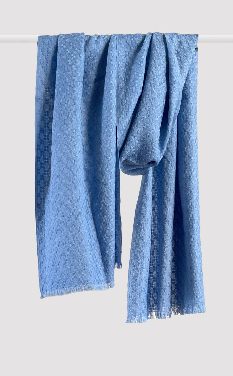 Sky Blue Woven Muffler | Fine Wool Muffler | Stoles for Men – The Yarn ...