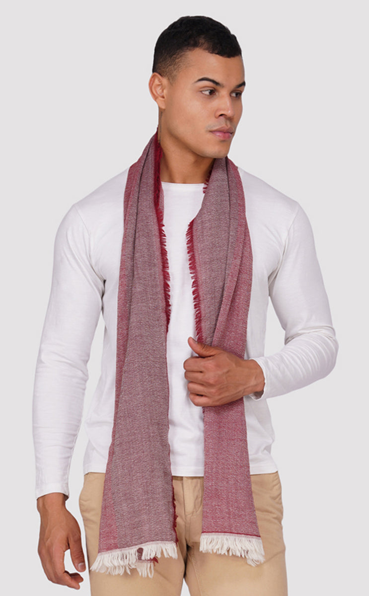 Two Tone Maroon Muffler | Wool Muffler | Men – The Yarn Story