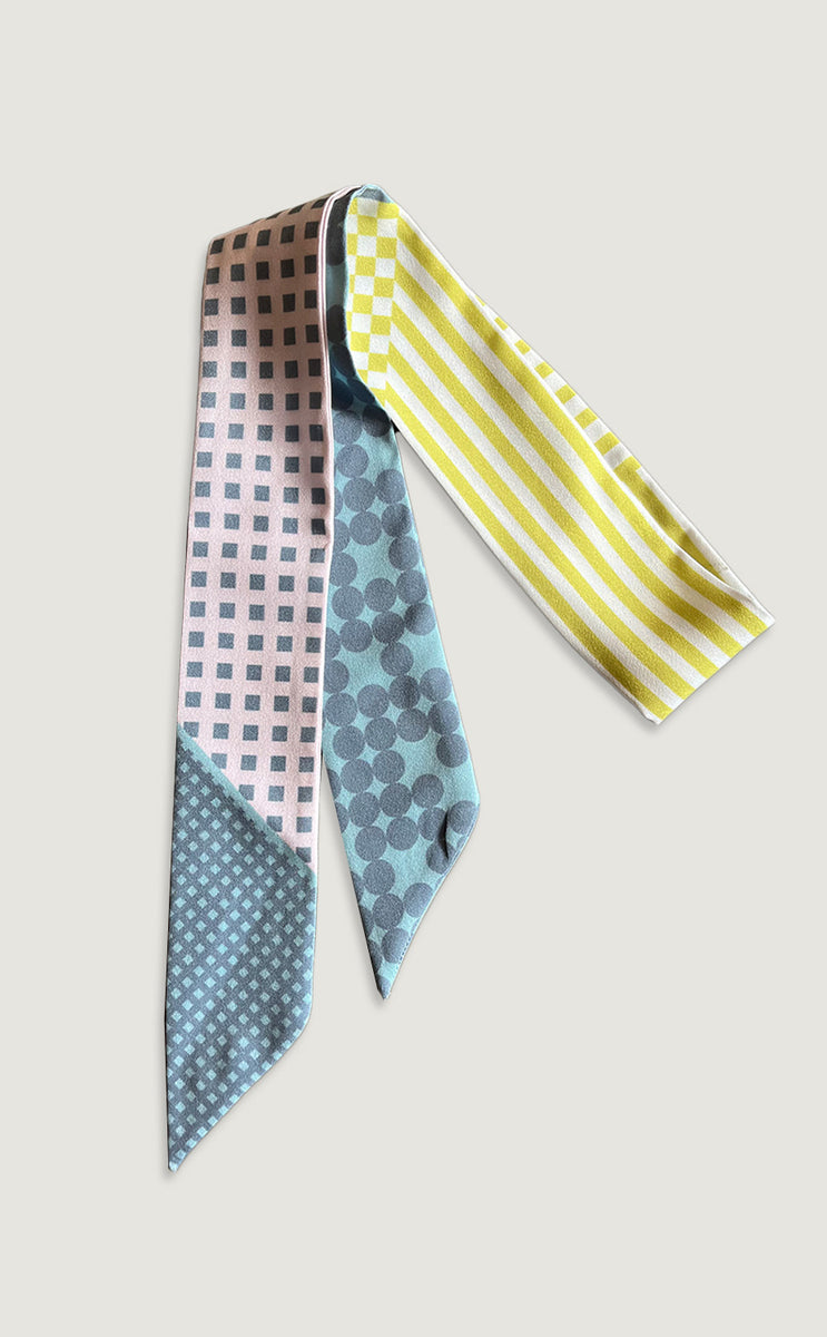 Geometric Lime Twilly | Skinny Scarf | 100% Vegan Silk – The Yarn Story