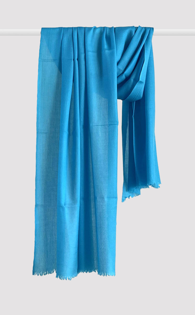 Cyan | Solid Colours | Fine Wool Stole & Shawl – The Yarn Story